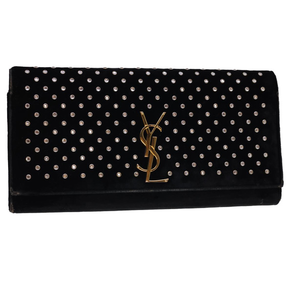 Yves Saint Laurent | Bags | Saint Laurent Clutch Bag Velor Black Auth ...